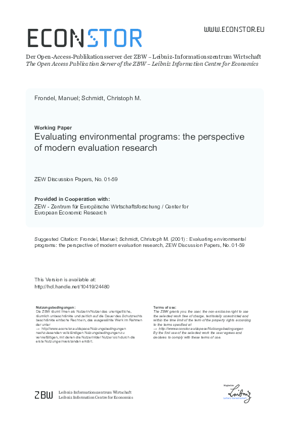 (PDF) Evaluating environmental programs: The perspective of modern evaluation research