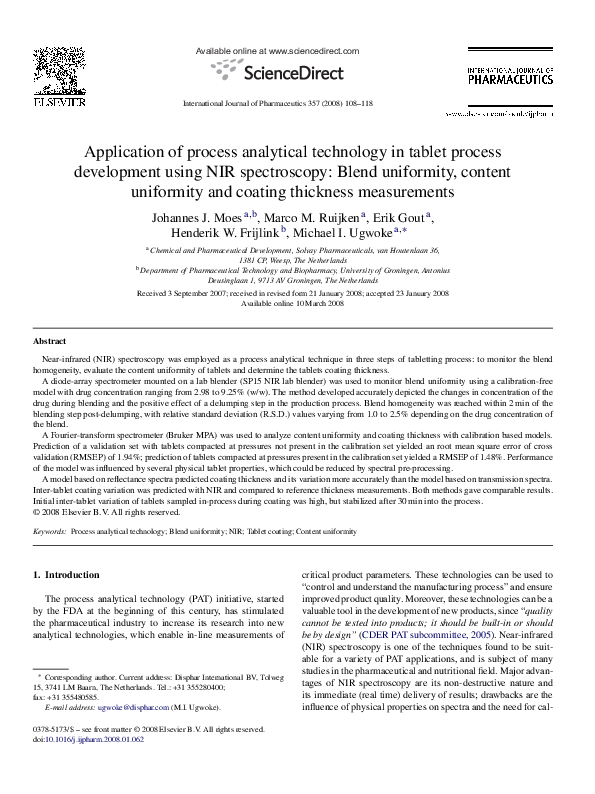 (PDF) Application of process analytical technology in tablet process ...