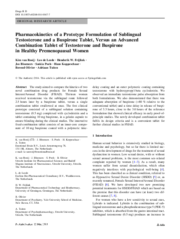 (PDF) Pharmacokinetics of a Prototype Formulation of Sublingual ...