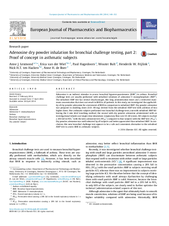 (PDF) Adenosine dry powder inhalation for bronchial challenge testing ...