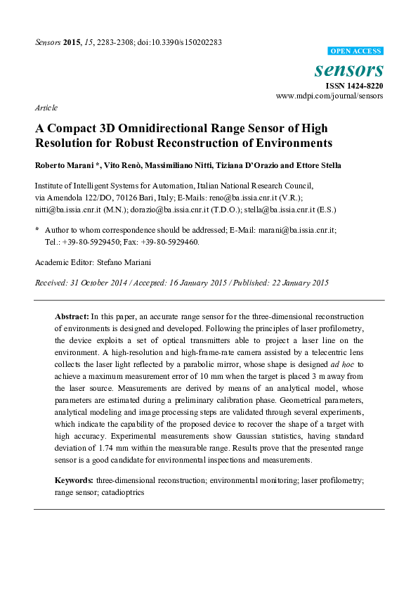 (PDF) A compact 3D omnidirectional range sensor of high resolution for robust reconstruction of ...