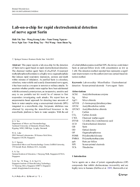 (PDF) Lab-on-a-chip for rapid electrochemical detection of nerve agent ...