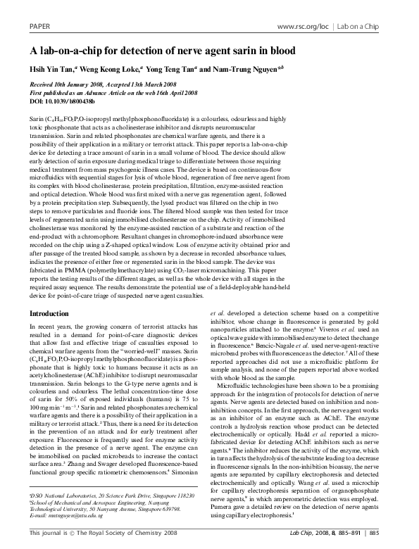(PDF) A lab-on-a-chip for detection of nerve agent sarin in blood