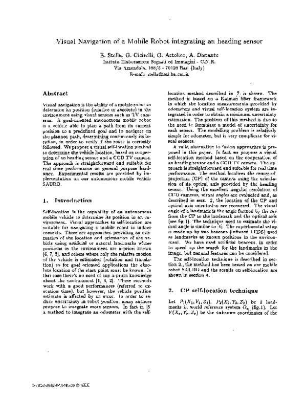 Pdf Visual Navigation Of A Mobile Robot Integrating An Heading Sensor
