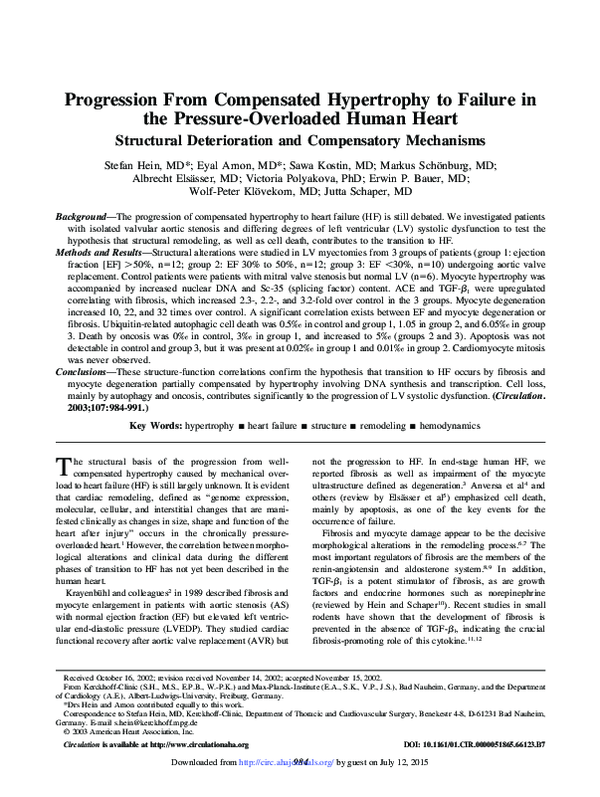 (PDF) Progression From Compensated Hypertrophy to Failure in the ...