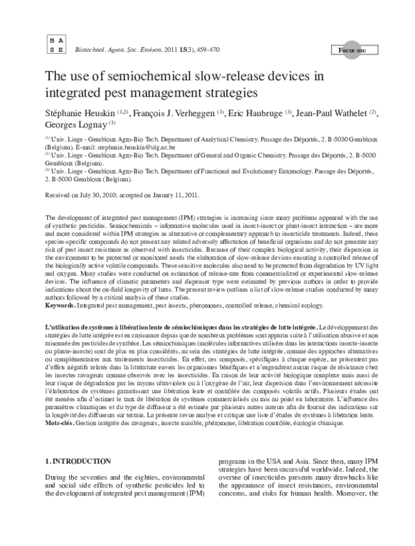 (PDF) The use of semiochemical slow-release devices in integrated pest ...