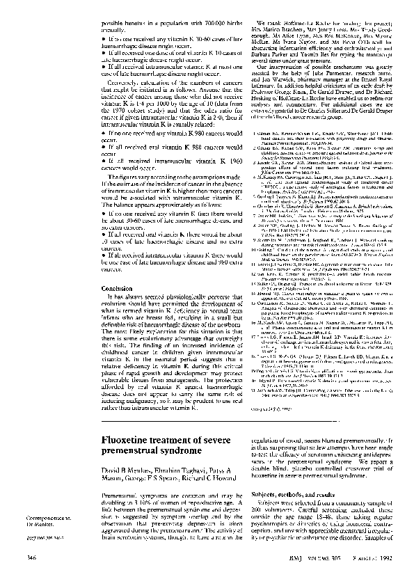 (PDF) Fluoxetine treatment of severe premenstrual syndrome
