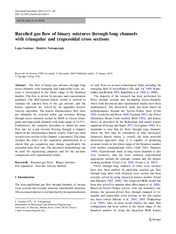 (PDF) The moment method and rarefied gas flow in channels. General ...