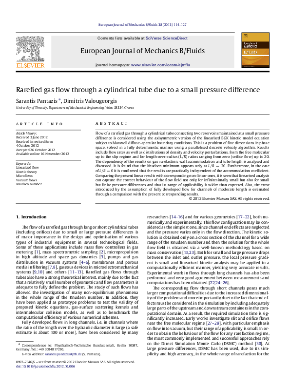(PDF) Rarefied gas flow through a cylindrical tube due to a small ...