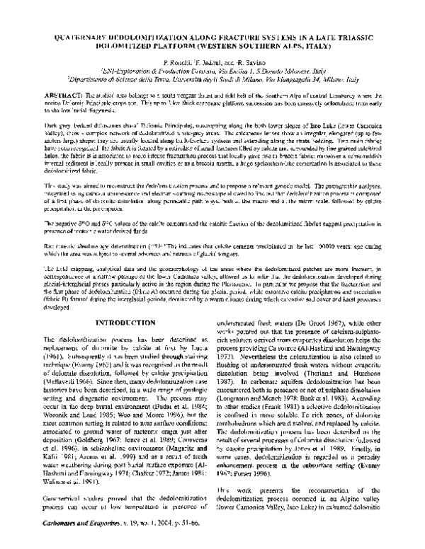 (PDF) Quaternary dedolomitization along fracture systems in a late ...