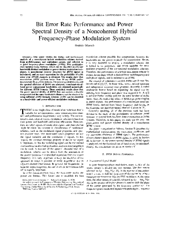 (PDF) Bit error rate performance and power spectral density of a ...