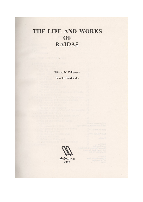 (PDF) The Life and Works of Raidas, part 1
