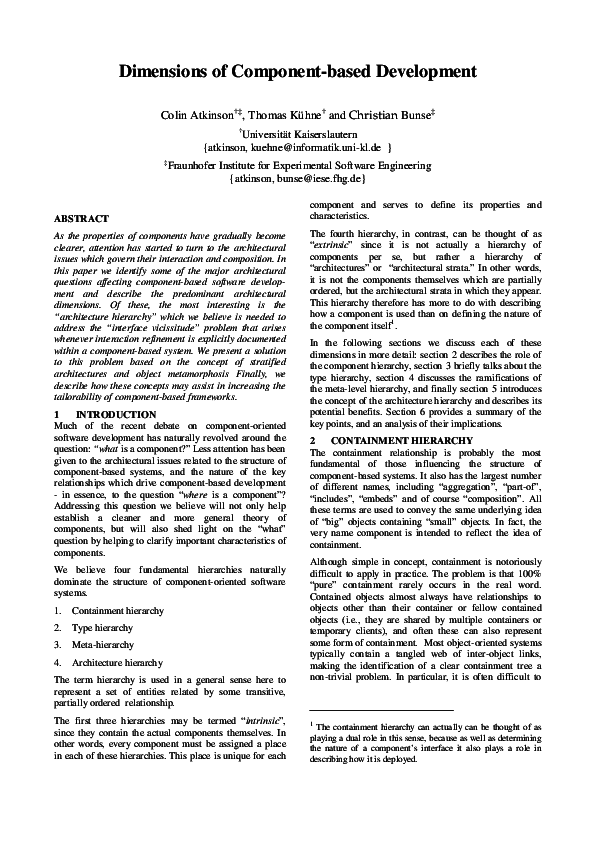 (PDF) Dimensions of component-based development