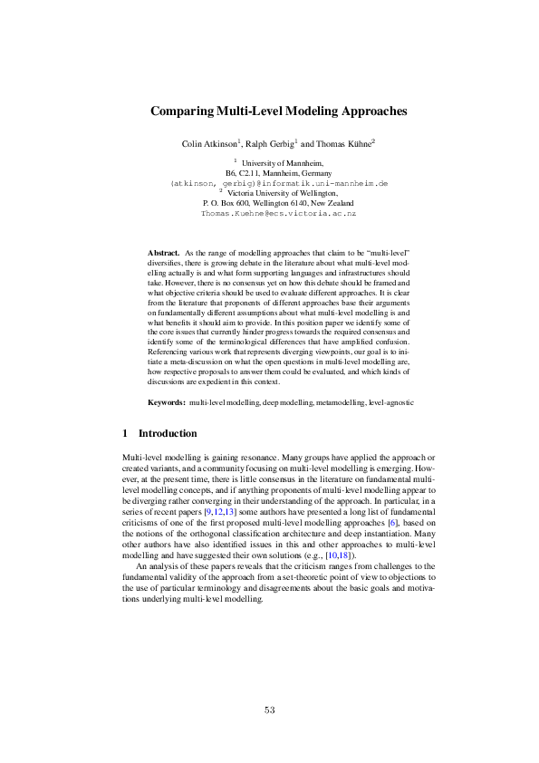 (PDF) Comparing Multi-Level Modeling Approaches