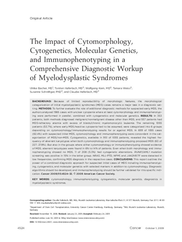 (PDF) The impact of cytomorphology, cytogenetics, molecular genetics ...