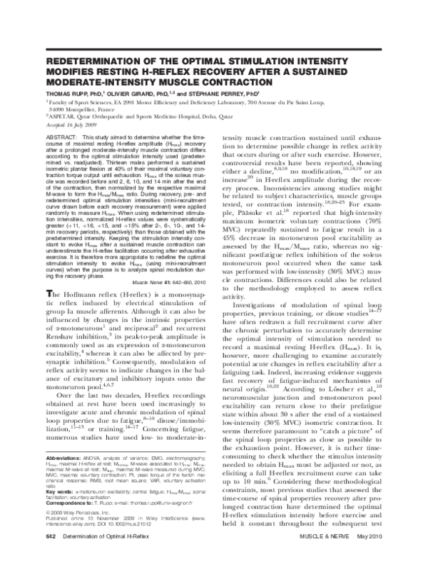 (PDF) Redetermination of the optimal stimulation intensity modifies ...