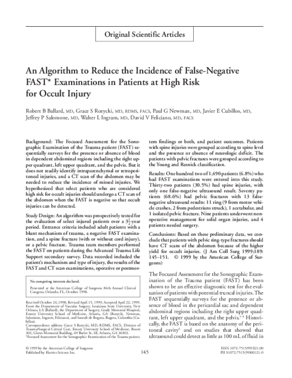 (PDF) An algorithm to reduce the incidence of false-negative FAST∗∗∗ ...