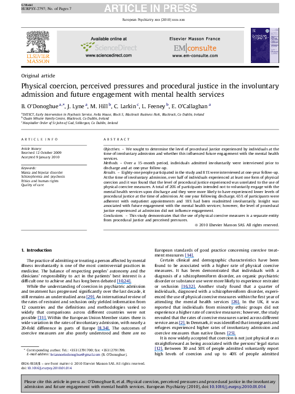 (PDF) Physical coercion, perceived pressures and procedural justice in ...