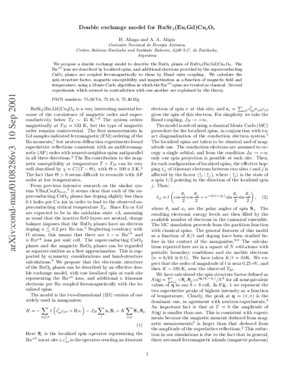 (PDF) Double exchange model for RuSr2(Eu,Gd)Cu2O8