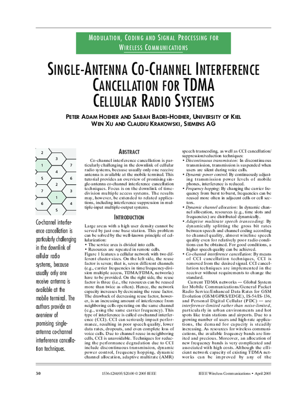 (PDF) Modulation, coding and signal processing for wireless communications - Single-antenna co ...