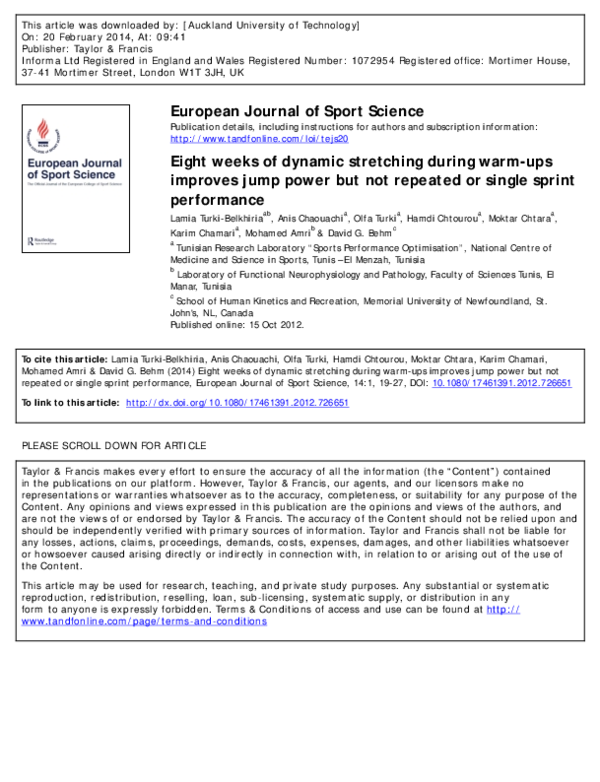 (PDF) Eight weeks of dynamic stretching during warm-ups improves jump ...