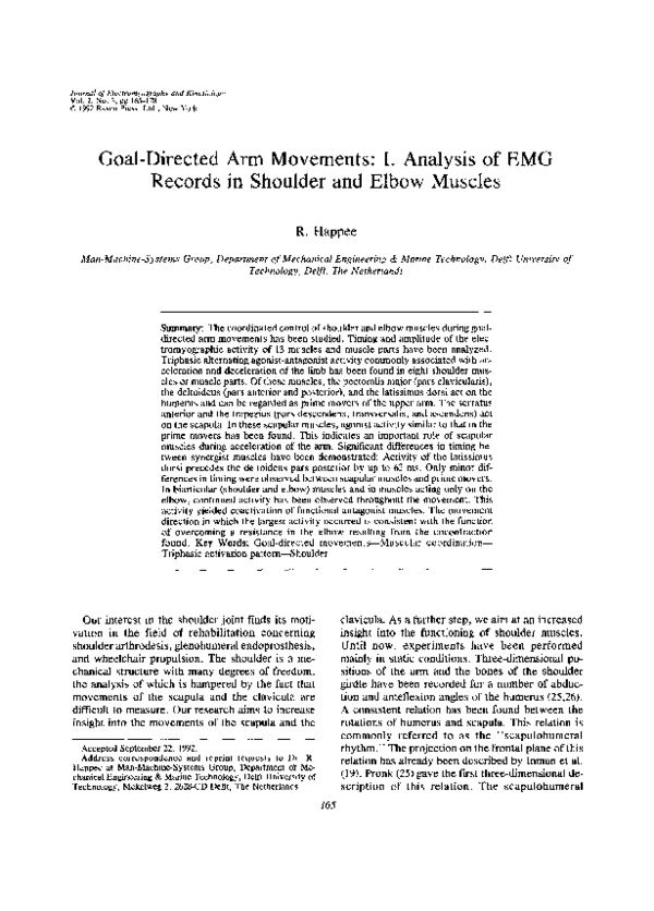 (PDF) Goal-directed arm movements: I. Analysis of EMG records in ...