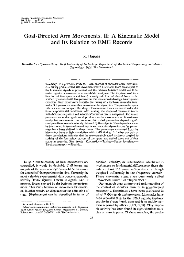 (PDF) Goal-directed arm movements. II: A kinematic model and its ...