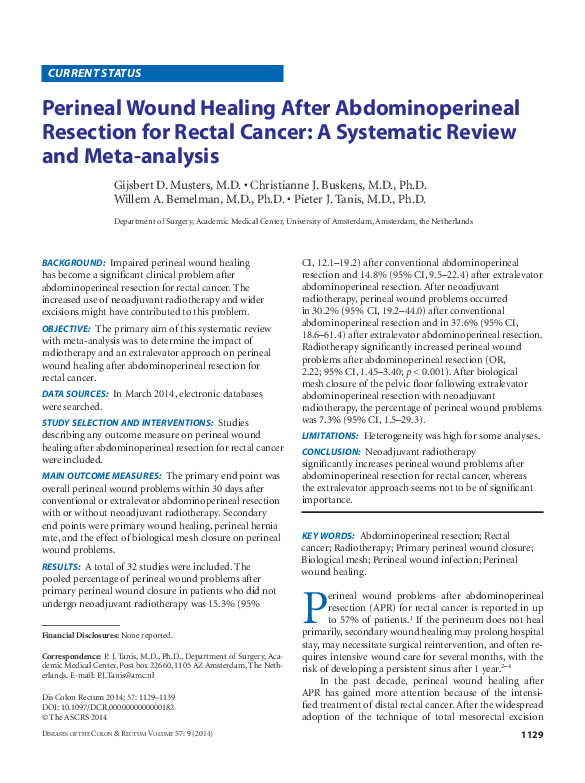(PDF) Perineal wound healing after abdominoperineal resection for ...