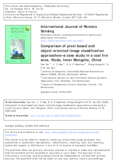 Pdf Comparison Of Pixel‐based And Object‐oriented Image