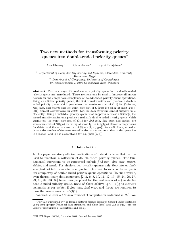(PDF) Two new methods for transforming priority queues into double ...