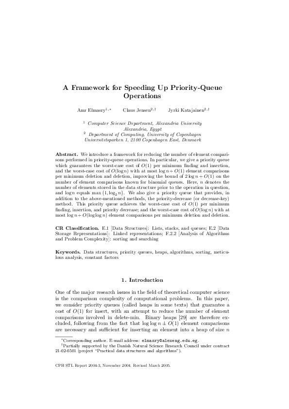 (PDF) A framework for speeding up priority queue operations