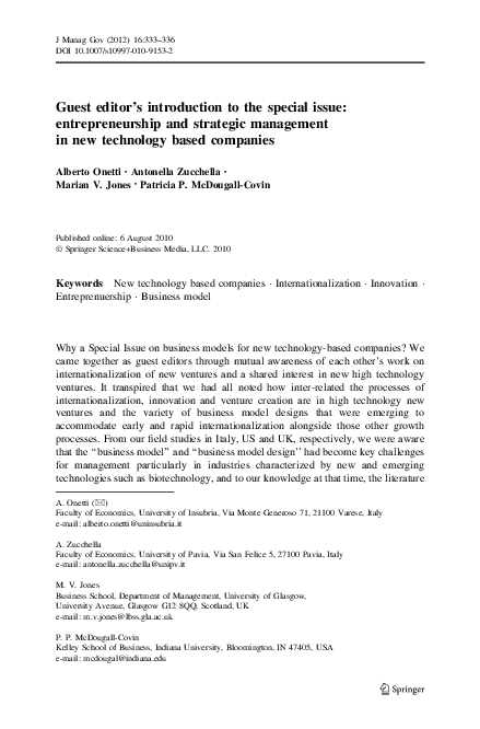 (PDF) Guest editor’s introduction to the special issue: entrepreneurship and strategic ...