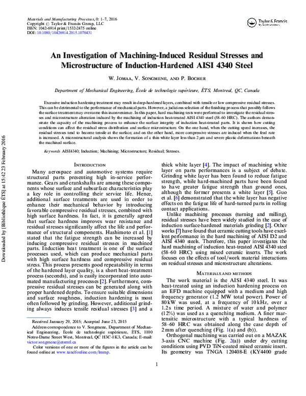 (PDF) An Investigation of Machining-Induced Residual Stresses and ...