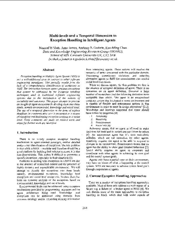 (PDF) Multi-levels and a temporal dimension to exception handling in ...