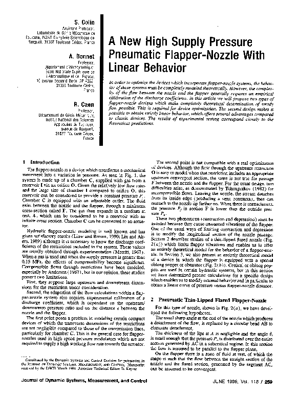 (PDF) A New High Supply Pressure Pneumatic Flapper-Nozzle With Linear ...