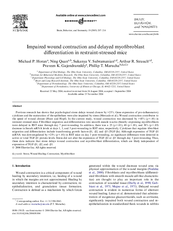 (PDF) Impaired wound contraction and delayed myofibroblast ...