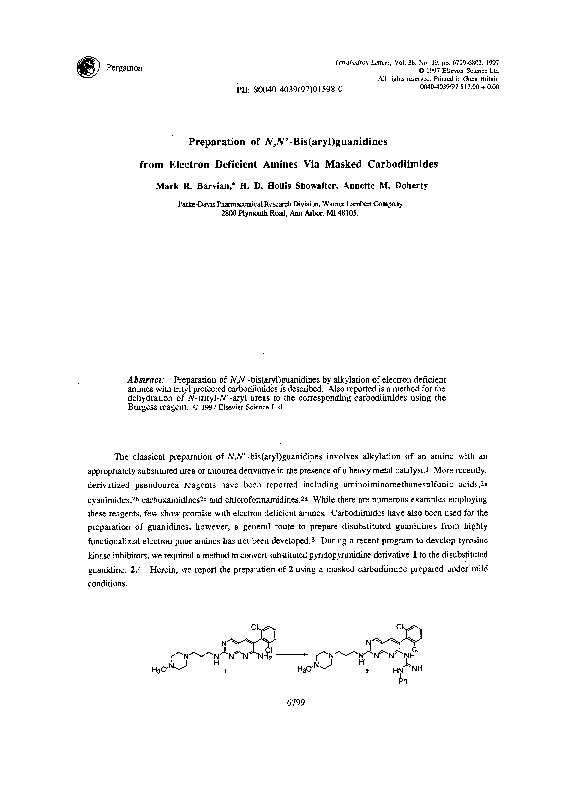 (PDF) Preparation of N,N′-bis(aryl)guanidines from electron deficient ...