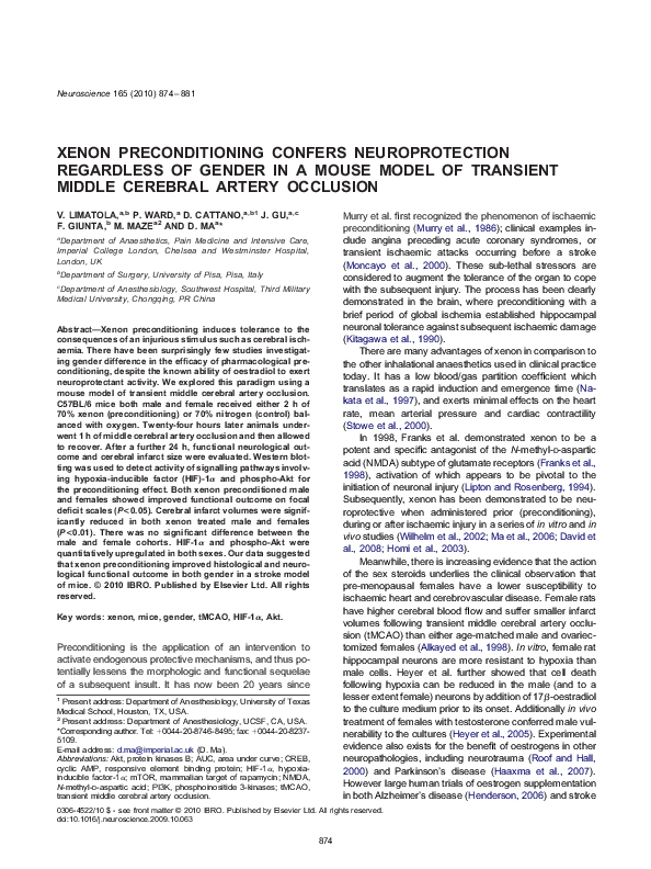 (PDF) Xenon preconditioning confers neuroprotection regardless of ...