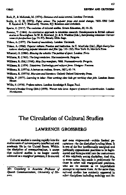 (PDF) Cultural studies