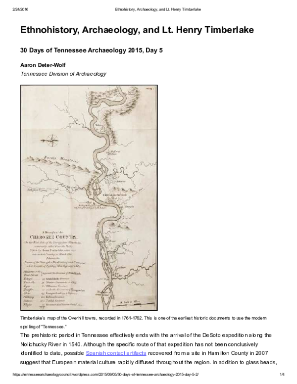(PDF) Ethnohistory, Archaeology, and Lt. Henry Timberlake