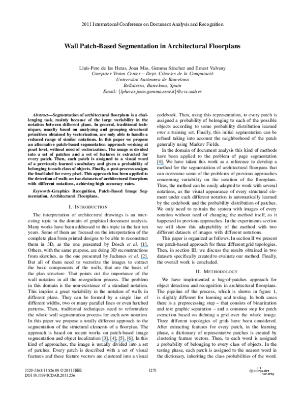 Pdf Wall Patch Based Segmentation In Architectural Floorplans