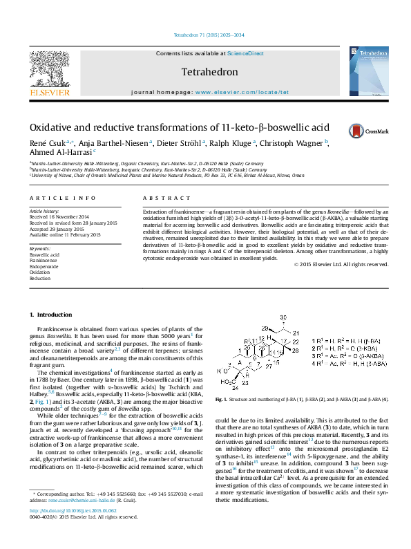 (PDF) Synthesis and cytotoxic screening of beta-boswellic acid ...