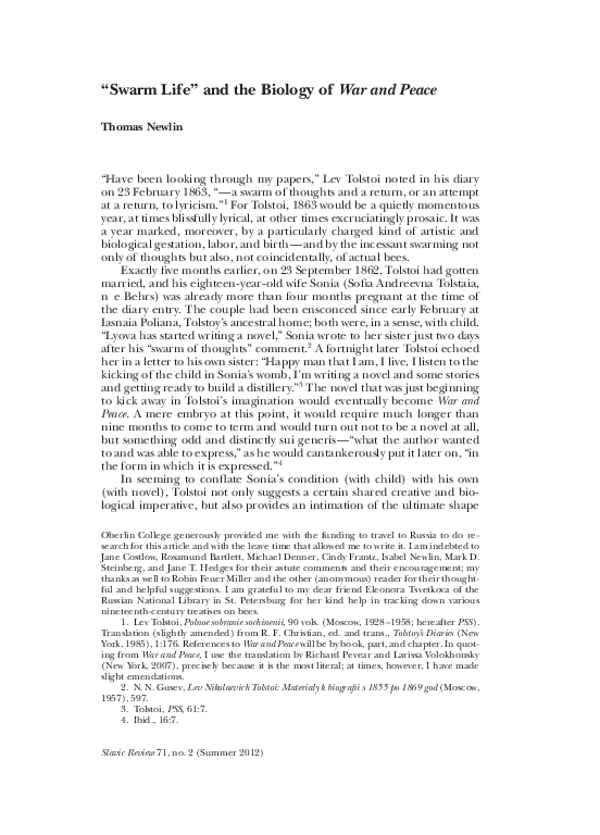 (PDF) " Swarm Life " and the Biology of War and Peace