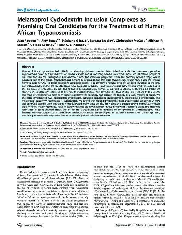 (PDF) Melarsoprol Cyclodextrin Inclusion Complexes as Promising Oral ...