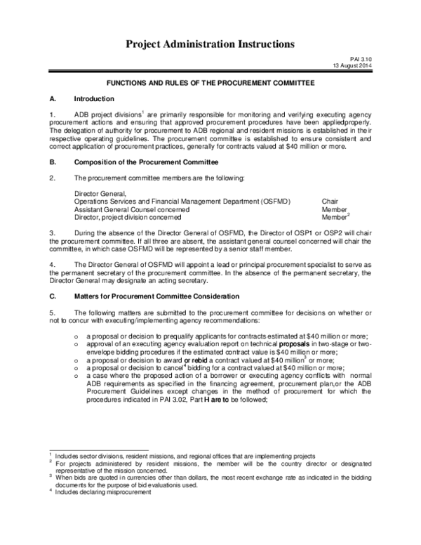 (PDF) Project Administration Instructions FUNCTIONS AND RULES OF THE ...