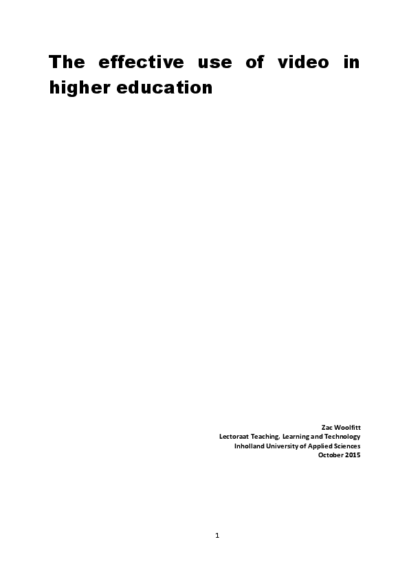 (PDF) The effective use of video in higher education