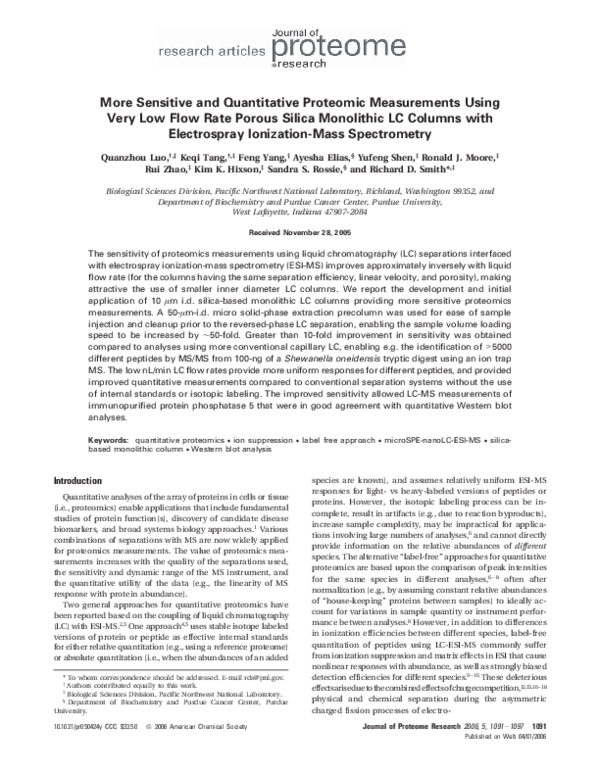 (PDF) More Sensitive and Quantitative Proteomic Measurements Using Very ...