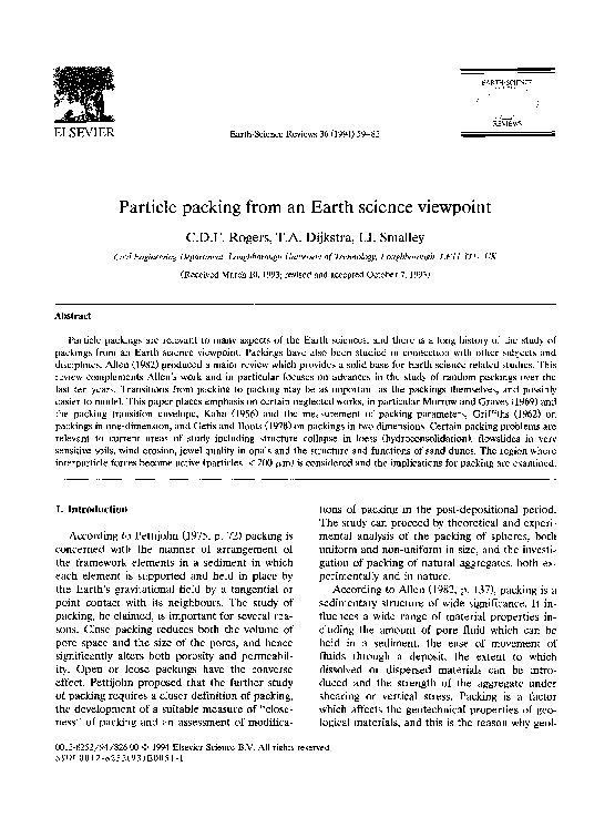 (PDF) Particle packing from an earth science viewpoint