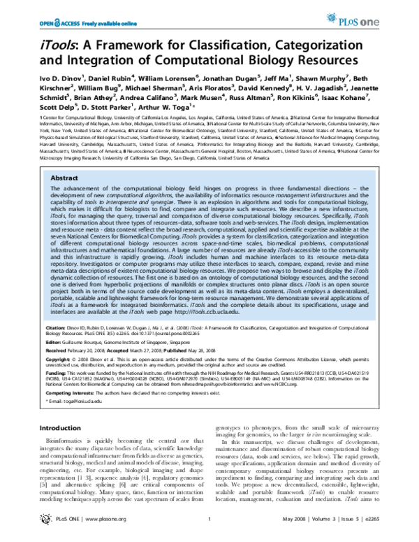 Pdf Itools A Framework For Classification Categorization And Integration Of Computational