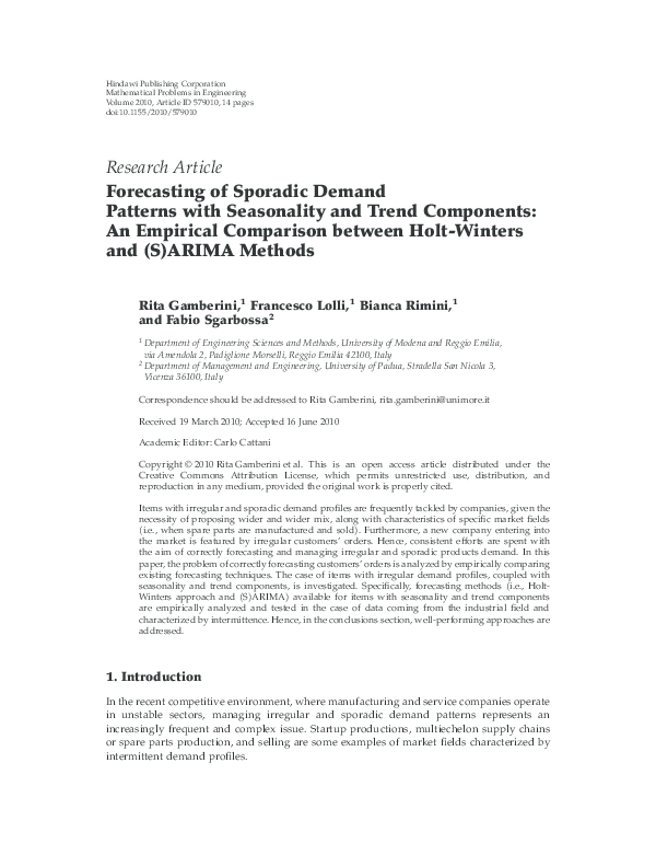 (PDF) Forecasting of Sporadic Demand Patterns with Seasonality and Trend Components: An ...